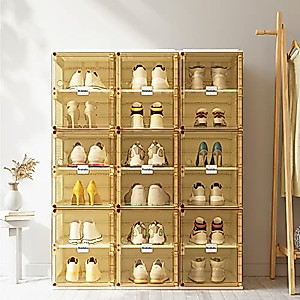 Benitaku Shoe Storage Organizer - Foldable Cabinet with Doors - Durable and Stable Storage Boxes - Stackable Shoe Rack Organizer for Home - Easy Installation- 20 layers
