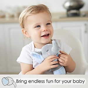 TILLYOU Plush Rattle Toys for Baby Set of 4 - Soft Plush Stuffed Animal Rattle for Newborns, Rattle Shaker Set for Infants, Gifts for Girls Boys, Shaker & Teether Toys for 3 6 9 12 Months