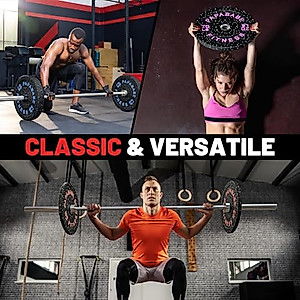 papababe High-Bounce Bumper Plates, Olympic Weight Plates with Colored Fleck-Rubber, Weight Plate for Weightlifting and Strength Training (55 LB, Pair)