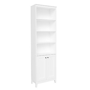 Prepac Yaletown Bookcase with Doors, White Storage Cabinet with Doors and Shelves, Accent Cabinet 23.75" W x 79.50" H x 12.25" D, WSBR-2310-1