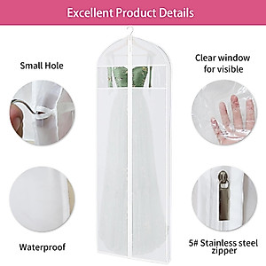 72" Dress Bags for Gowns Long, Wedding Dress Garment Bags for Hanging Clothes, Dress Bags for Closet Storage and Traveling, Foldable Dress Cover