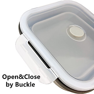 CARTINTS Large 1200ml Collapsible Bowls with Lids, Silicone Food Storage Containers, Space-Saving Meal Prep Containers For Kitchen and Outdoors Camping, Set of 3, Grey