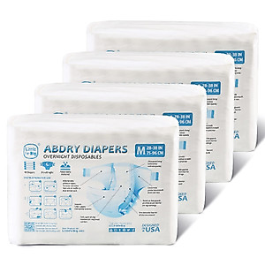 Littleforbig Adult Diaper 40 Pieces (4 Packs) - ABDry New White Diapers(M)