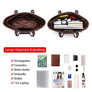 Montana West Tote Bag for Women Vegan Leather Purse and Handbags Set Embossed Collection Purse 2Pcs Set Brown MWC2-G049BR