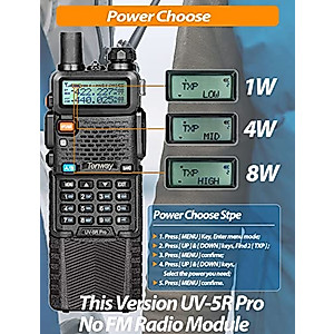 Ham Radio UV-5R Pro 8W High Power Two Way Radio with 3800mAh Battery,Handheld Speaker Mic, Radio Case 2 Pack and one Programming Cable,