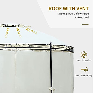 Outsunny 11.5' Patio Gazebo, Outdoor Gazebo Canopy Shelter with Curtains, Romantic Round Double Roof, Solid Steel Frame for Garden, Lawn, Backyard and Deck, Cream White