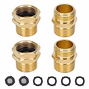 STYDDI 3/4” GHT X 3/4” NPT Male Connector, Brass Garden Hose Convert Adapter Fitting, Garden Hose Thread to 3/4" Male Pipe Thread, with Extra 6 Washers