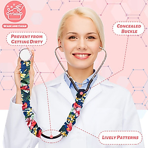 8 Pieces Stethoscope Covers Handmade Scrunchie 8 Styles Cotton Stethoscope Sleeve Removable Tube Stethoscope Covers for Hospital Nurses Doctors