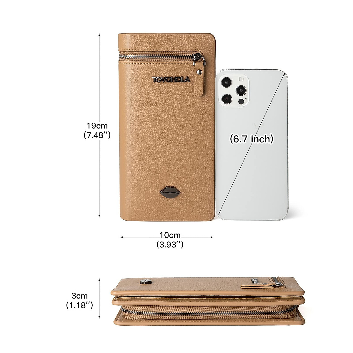 TOYOHOLA Purses Wallets for Women RFID Blocking PU Leather Zip Around Ladies Clutch Purse (Lip-Black)