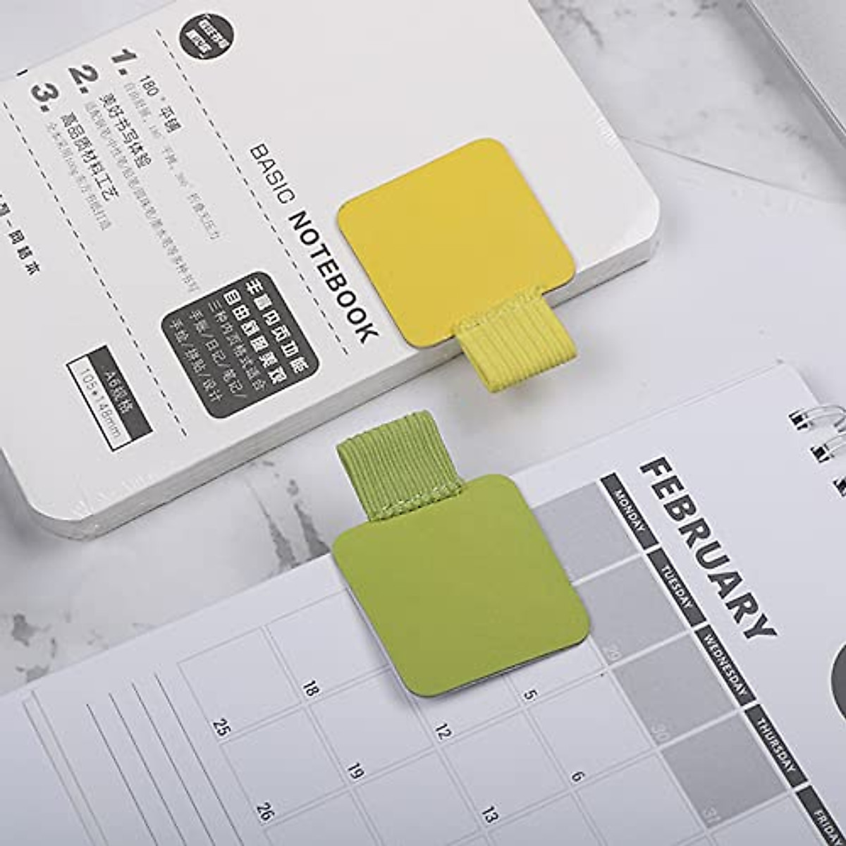 Dreamty 6 Pieces Pen Loop Holder Multicolor Heart Shape Self-Adhesive Pencil Elastic Loop for Notebooks Journals Calendars Planners (Square)