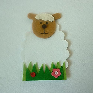 shamjina 4X Easter Sheep Cutlery Holder Bags Spoon Silverware Bags Table Decor