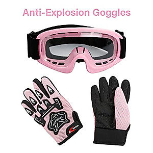 TCMT DOT Certified Youth Pink Butterfly Dirt Bike ATV Offroad Street Motorcycle Motocross Helmet Goggles Gloves (L)
