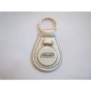 408 STROKER EMBLEM LOGO LEATHER KEYCHAIN - SILVER