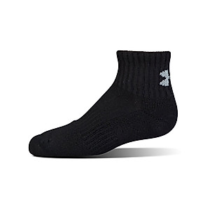 Under Armour Youth Cotton Quarter Socks, Multipairs, Black/Stealth Gray (6-Pairs), Small