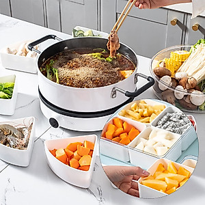 Divided Serving Dishes with Lid, Serving Tray with Lid, Round Divided Plates Storage Box, Sectional Serving Tray Removable Party Snacks Tray for Candies, Nuts, Veggies, Fruits and Appetizer (Type B)