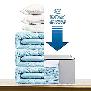 Cube Vacuum Storage Space Bags / Storage Bag Totes with Reusable Cubic Vacuum Compressed Space Saver Bags. Large Capacity Bedroom and Closet Organizing System that Protects Your Comforters, Clothing, Bedding, & More! (X-Jumbo Bundle) (Gray - Set of 5)