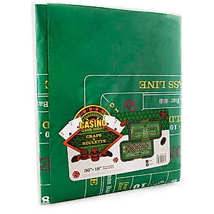 Brybelly Double-Sided Craps Table & Roulette Casino Felt | Convenient, Space-Saving 36" x 18" Roll-up Casino Gambling Tabletop Mat | Smooth 2mm Mini-Felt for Coffee Table Texas Hold 'Em & Blackjack