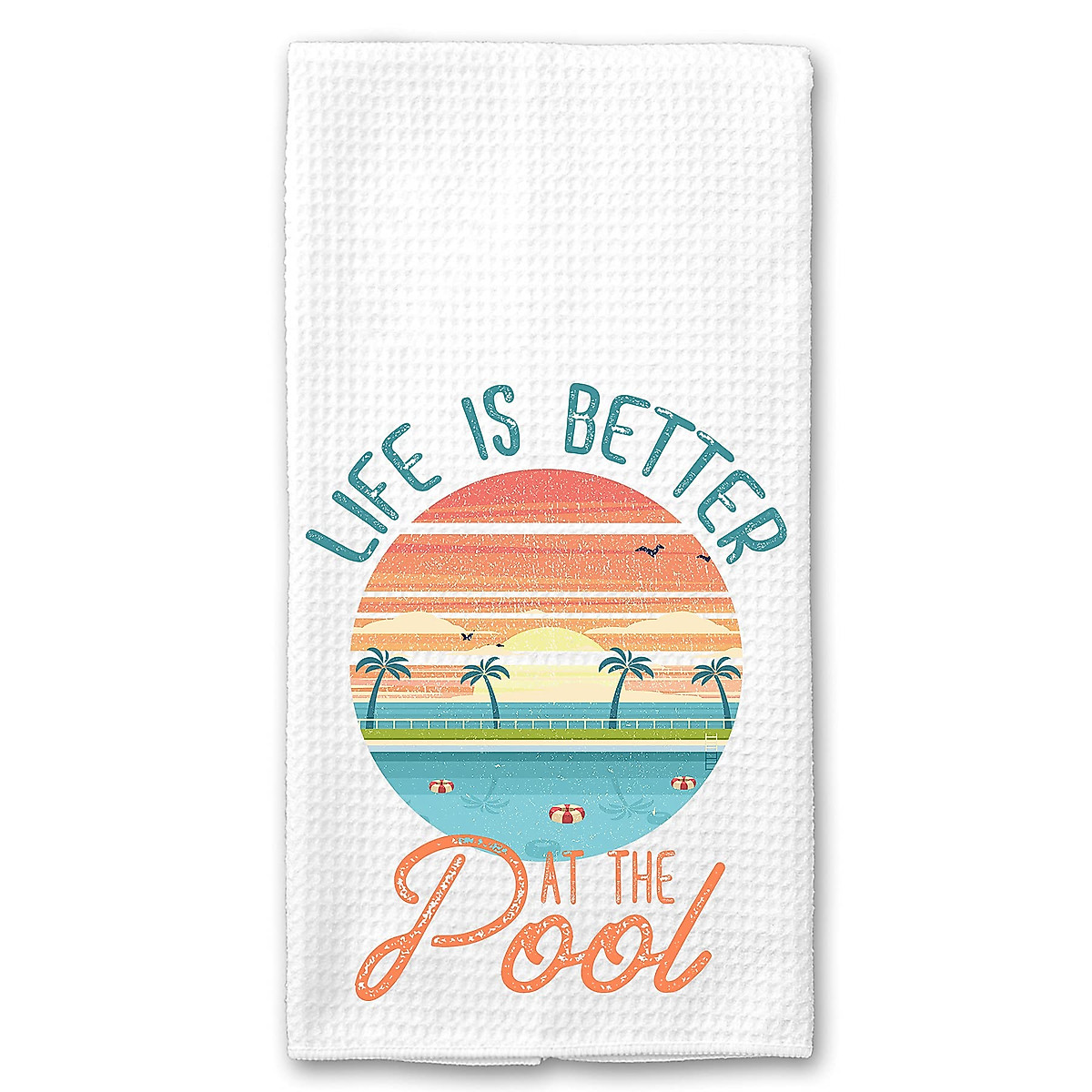 Life is Better at the Pool Swimming Retro Kitchen Bar Tea Towel Microfiber