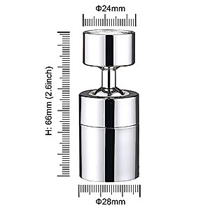 Faucet Aerator,Dual Function 360 Degree Swivel Sink Aerator,Big Angle 80 Degree Rotation 2 Sprayer Kitchen Faucet Aerator,55/64 Inch-27UNS Female Thread,2.5GPM,Polished Chrome