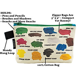 Bob Ross Bag - 9" Canvas Zipper Pouch for Pencils, Tools, Cosmetics, Toiletries and More