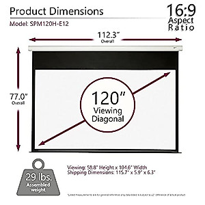 Elite Screens Spectrum2, 120-inch 16:9, 12-inch Drop, Electric Motorized Drop Down Projection Projector Screen, SPM120H-E12