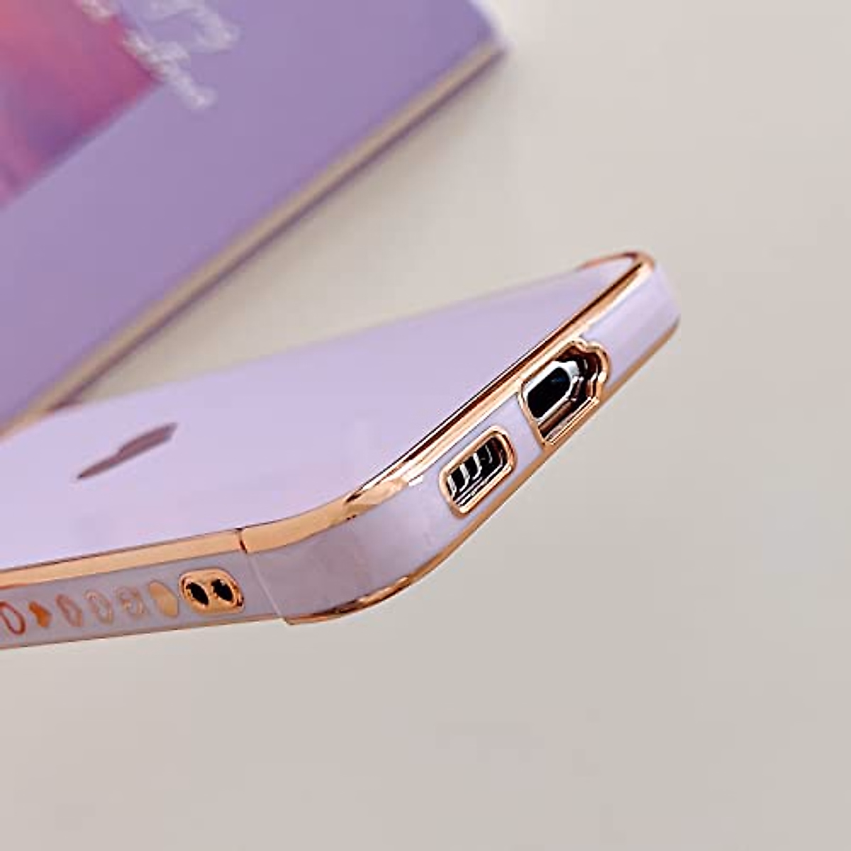 phylla Compatible with Samsung Galaxy S21 FE 6.4” 5g Phone Case Luxury Plating Cute Love Heart Side Small Pattern Case Full Camera Protection Soft Silicone Shockproof Bumper Cover (Purple)