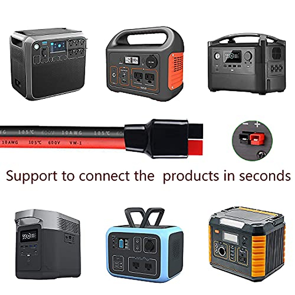 ZHOFONET Anderson Connector,10AWG 2ft Anderson Adapter Power Pole Port,Male and Female Solar Extension Cable Connector Kits for Portable Solar Generator Power Station