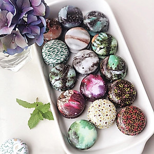 Rarapop 12 Pack Reusable Mini Round Tinplate Candle Tin Jars with Lids, 20ml Small Starry Sky Travel Tin Cans Refillable Empty Container Bottle for Lip Balm, Salve, Eye Shadow, Powder