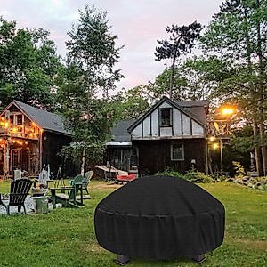 Fire Pit Cover Round, Fits 44-50 Inch Firepit or Fire Bowl, Outdoor Waterproof Patio Fire Table Cover, 48’’ D X 18’’ H