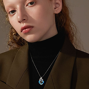 Plesitep Dragon Necklace Sterling Silver Wyvern Necklace with Crystal Jewelry Gift for Women