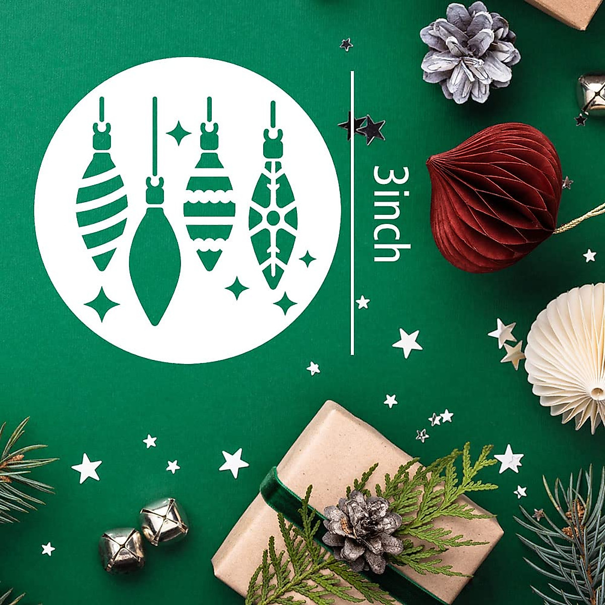 Christmas Stencils for Painting on Wood,3x3” Reusable Holiday Xmas Stencil Drawing Templates for Christmas Tree/Tier Tray/Window Decor