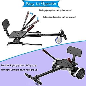 LIEAGLE Go Kart, Hoverboard Seat Attachment, Adjustable Hover Board Cart Accessories for Kids Adults Fits 6.5" 8" 10" Hoverboards(Black)