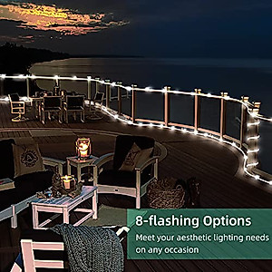 PETVAY LED Solar Rope Lights Outdoor Waterproof, 33 Ft 100 LED with 8 Flashing Modes & 800 mAh Battery, Solar Powered Outdoor String Lights for Pool Patio Garden Tree Path Camping Christmas