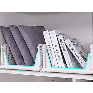 Closet Organizers Storage Bins 4 Pack, Stackable Plastic Storage Basket, Folding Wardrobe Storage Box-Drawer Shelf Storage Container for Office Wardrobe Cupboard Pantry Kitchen Cabinets Bathroom