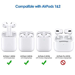JETech Case Cover for AirPods (1st & 2nd Generation), PC and TPU, Protective Skin with Keychain (Black)