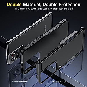 SPIDERCASE Designed for Galaxy S21 Ultra Case, [10 FT Military Grade Drop Protection],with 2 Pack [Soft Screen Protector + Camera Lens Protector] Heavy Duty Shockproof Case,Black