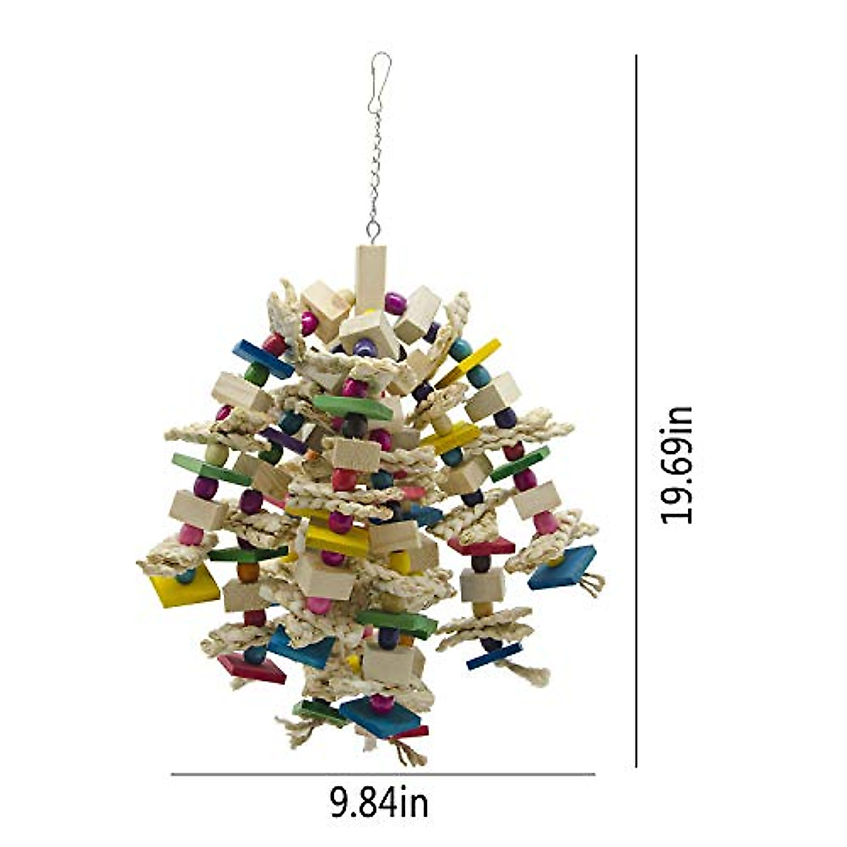 EBaokuup Large Parrot Chewing Toy - Bird Parrot Blocks Knots Tearing Toy Bird Cage Bite Toy for African Grey, Macaws Cockatoos, and a Variety of Amazon Parrots (Large)