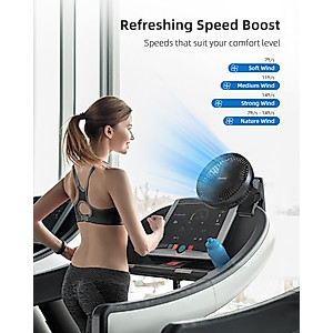 Koonie 10000mAh Clip on Fan Rechargeable, 8-Inch Battery Operated Desk Fan, USB Fan with 4 Speeds, Strong Airflow Sturdy Clamp for Golf Cart Office Desk Outdoor Travel Camping Tent Gym Treadmill,Black