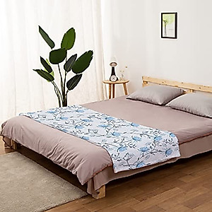 Blue Flowers Throw Blankets Gifts, Soft Flannel Fleece Microfiber Blankets, Warm Bed Blanket Throws for Chair Sofa Couch Bedroom Camper 50x80 in Rustic Floral Seasonal Summer Spring