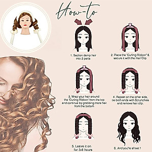 Heatless Hair Curlers for Long Hair To Sleep In Overnight No Heat Silk Curlers Headband Heatless Curling Rod Headband Soft Foam Hair Rollers Curling Ribbon Rods for Natural Hair with Clip