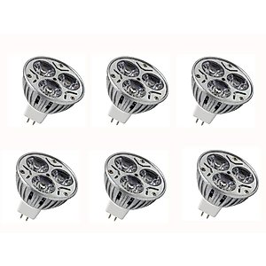 K JINGKELAI MR16 LED Bulbs 3W 12V Cool White 6000K Bulbs GU5.3 Base 35W Halogen Equivalent Not Dimmable 60 Degree Beam Angle LED Spotlight Bulbs for Landscape Recessed Lighting, 6 Pack