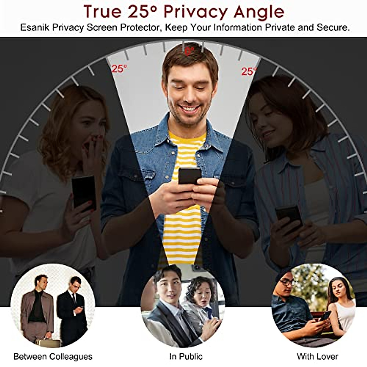 Esanik [2+2Pack] Privacy Screen Protector for Samsung Galaxy S23 Ultra 6.8-inch [NOT for S23 Plus/S23] Anti Spy PET Film(NOT Glass) with Easy Installation Frame + Camera Lens Protector Fingerprint ID Compatible
