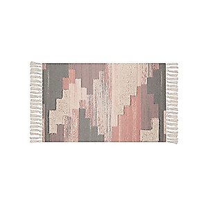 HiiARug Tufted Cotton Area Rug 2'x3' Hand Woven Cotton Rugs with Tassel Boho Area Runner Rugs Throw Rugs for Living Room,Hallway, Entryway, Bathroom,Laundry Room