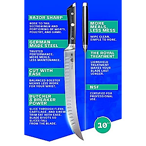 Dalstrong Butcher Knife - 10 inch - Gladiator Series Elite - Cimitar Breaking Knife - Forged High-Carbon German Steel - Razor Sharp Meat Kitchen Knife - Sheath Included - NSF Certified