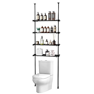 XIHUAN Adjustable Over The Toilet Storage Bathroom Organizer and Storage Shelf Stand Space Saving with Tension Poles 4 Tier Metal Rack White