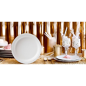 Susty Party 10-Inch Compostable Round (50-Count), Sugarcane Heavy Duty Disposable Biodegradable Plate for Dinner, White