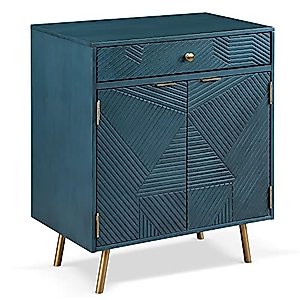 Savonnerie Accent Cabinet with Doors, Buffets & Sideboards with Drawers, Dark Teal, 28" L x 18" D x 32.5" H