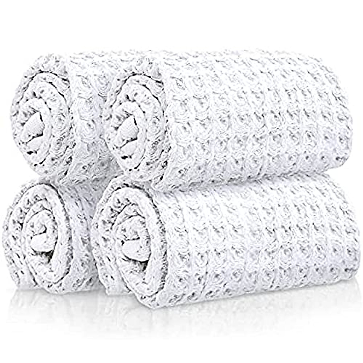 Sutera - Wash Towels Extra Absorbent Silverthread Washcloths Set - Pack of 4 White - 100% CA-Grown Cotton - Luxury Soft Durable Quick Drying Fabric Bathroom Face Cloths 12"x12"