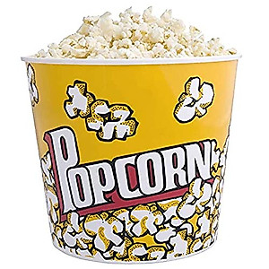 2PC Reusable Popcorn Bowls Retro Style Bucket 8" Plastic Container Movies Home