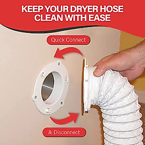 Dryer Dock The Original Dryer Vent Quick Release - Two-Piece Dryer Hose Quick-Connect, Twist & Lock Tight, Fits 4 Inch Tubes,White